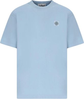 Stone Island Homme, Tops, Bleu, Taille: S T-shirt en jersey de coton peign&eacute;