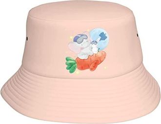 Generic Personnalisé Chapeau Bob Éléphant Mignon avec Lapin Chapeaux de Soleil de Plage Imprimé Bobs Homme pour Filles Golf Adultes