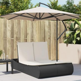 vidaXL Vidaxl - Chaise longue double avec coussins noir r&eacute;sine tress&eacute;e