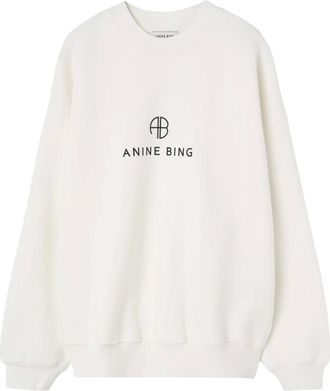 Anine Bing Femme, Sweatshirts et sweats &agrave; capuche, Blanc, Taille: 40 FR Jaci Monogram SweaT-shirt