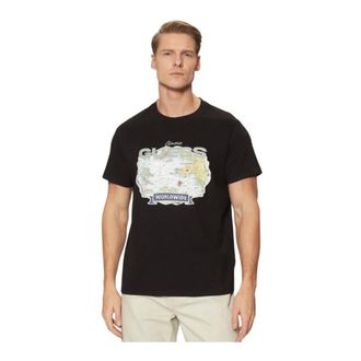 Guess Homme, Tops, Noir, Taille: 2XL T-shirt en Coton Noir - Manches Courtes