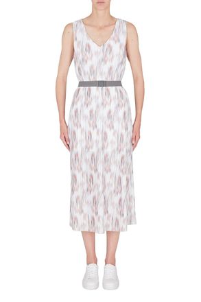 A|X Armani Exchange Damen Plisse, Klassische Passform. Dress, Opt. White Secret Garden, 6