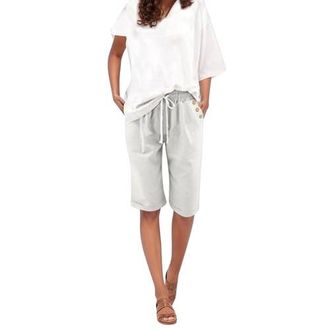 Generic Bermuda Coupe Large Femme Long Simili Kaki Ronde Marathon Entrainement 46 Stretch 44 Argent&eacute; Fushia Mariniere Irritation Sportswear Jodhpur Africain D