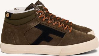 Faguo Baskets montantes cuir su&egrave;de kaki