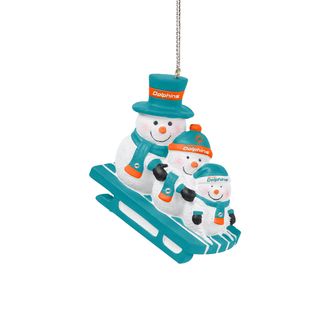 Foco NFL Miami Dolphins Baumschmuck Schneemann Rodeln Snowmen Sledding Anh&auml;nger Ornament Weihnachtsbaum
