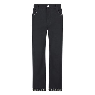 Valentino Garavani Schwarze Hose mit Nieten und Lederetikett - - Trousers - Herren - Schwarzk - S