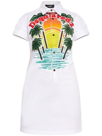 Dsquared2 robe-chemise Sunset &agrave; logo brod&eacute; - Blanc