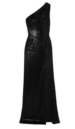 Haney Black Sequin One Shoulder Gown Size XS