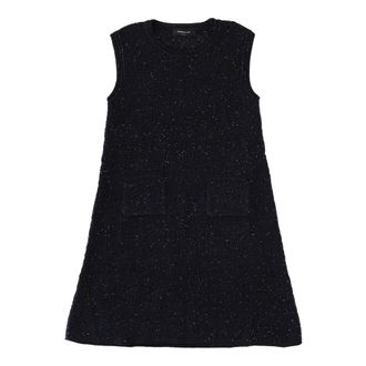 Fabiana Filippi Robe en maille trap&egrave;ze bouclette &agrave; micro-sequins avec poches plaqu&eacute;es - Femme - Robes - Bleu - Taille: 36 FR