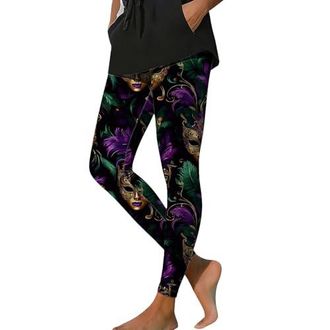 Generic Pantalon de yoga d&eacute;contract&eacute; pour femme avec imprim&eacute; tendance, legging tendance, confortable, doux et moulant, motif t&ecirc;te de mort, lilas, 5XL