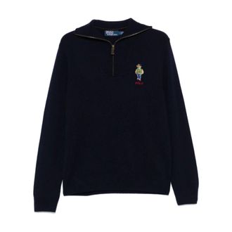Polo Ralph Lauren Blauer Wollpullover mit langen &Auml;rmeln - - Sweatshirts & Hoodies - Herren - Blau - 2XL