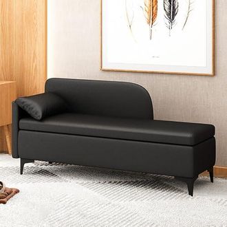 Generic Banc de rangement ottoman avec dossier pour chambre &agrave; coucher - Banc de rangement pour bout de lit - Meuble de chambre polyvalent avec rangement cach&eacute;