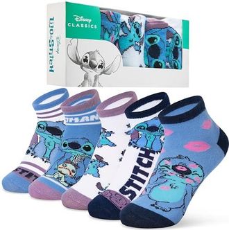 Disney Chaussettes Basse Femme, Doux et Respirant Coton Socquettes - Paquet de 5 (Multi Stitch)