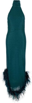 Os&eacute;ree Femme, Robes, Bleu, Taille: 38 FR Lumi&egrave;re Plumage Long Dress