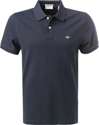 GANT Herren Polo-Shirt blau Baumwoll-Piqué