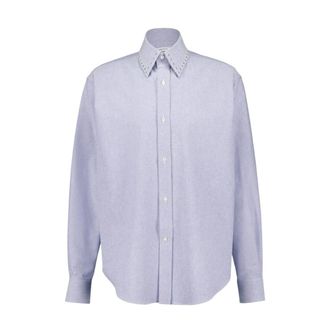 Alexander McQueen Double Collar Cotton Shirt - - Shirts - Herren - Blau - 2XL
