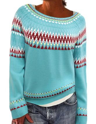 Heekpek Norweger Pullover Damen Winter Herbst Rundhals Weihnachtspullover L&auml;ssig Lose Damenpullover Langarm Strickpullover Winterpullover Warm Oberteil Elegan