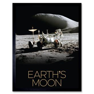 Artery8 NASA Our Solar System Moon Lunar Roving Vehicle Apollo 15 Art Print Framed Poster Wall Decor 12x16 inch