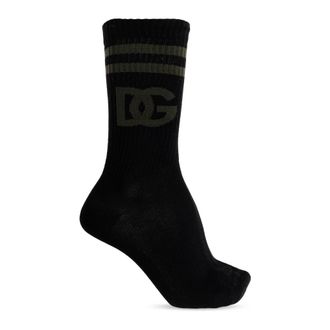 Dolce & Gabbana Homme, Sous-v&ecirc;tements, Noir, Taille: XL Chaussettes en coton avec logo Jacquard