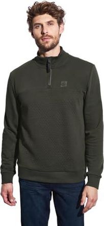 Street One Men Street One Men 3017091 Pull structuré Troyer, Vert Olive foncé, XXL Homme