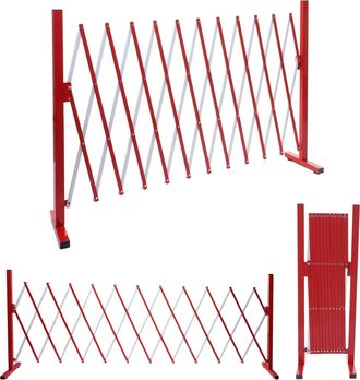 Mendler Absperrgitter HWC-B34, Scherengitter Zaun Schutzgitter ausziehbar, Alu rot-wei&szlig; - H&ouml;he 103cm, Breite 37-300cm