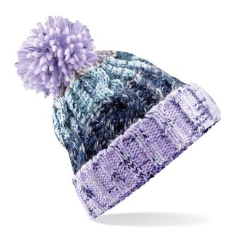 Beechfield Unisex Unisex Adults Corkscrew Knitted Pom Pom Beanie Hat Strickm&uuml;tze, Mehrfarbig (Lavender Fizz 000), One Size