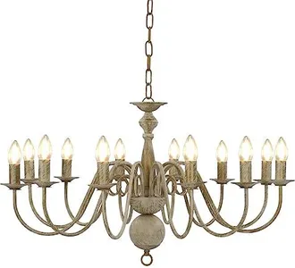 vidaXL Lustre Antique 12 Ampoules Plafonnier Lampe Suspendue Luminaire Eclairage Intérieur Salon Salle de Séjour Chambre à Coucher Maison Blanc