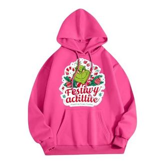 Generic Le Grinch Sweat A Capuche Femme Christmas Vetement Pyjama Polaire Hiver Femmes 2025 Oversize Noel Chaud Deguisement Costume Pull Sweatshirts Plaid The