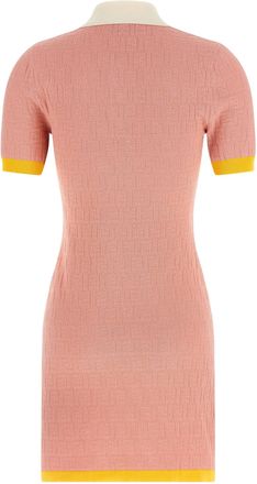 Fendi Color-Block Stretch Cotton and Silk Dress - Pink