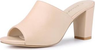 Allegra K Sandales &agrave; enfiler &agrave; talon bloc pour femme, beige, 38 EU