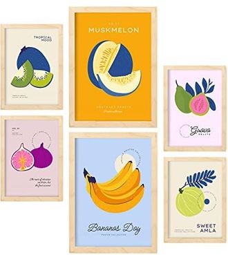 Nacnic Ensemble de 6 affiches sur lalimentation et la nutrition. Fruit exotique. Affiches nature et nutrition pour lam&eacute;nagement int&eacute;rieur et la d&eacute;coration. A