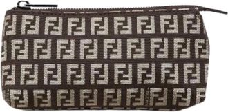 Fendi Porte-monnaie en toile Pre-owned - Femme - Pre-owned - Brun - Taille: ONE Size
