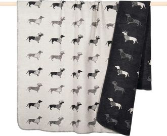 Pad concept Pad Home Wohndecke Dackel Grau Kuscheldecke Hunde Tiere Decke Wendeoptik 150 cm x 200 cm