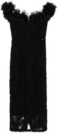 Nissa robe mi-longue &agrave; fleurs - Noir