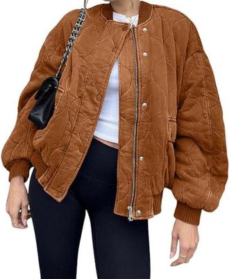 ORANDESIGNE Veste Dhiver Femme Veste Dextérieur Chaude Manteau de Transition à Manches Longues et Fermeture éclair