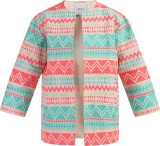 Izia Gewebter Kurzmantel Damen Pinkt&uuml;rkise Stickerei