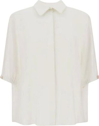 Herno Femme, Blouses et Chemises, Blanc, Taille: 38 FR Camicia in garza di misto lino
