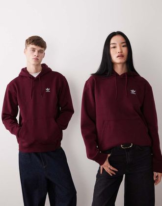 adidas Originals Essential - Kapuzenpullover in Kastanienbraun und Hellblau-Rot