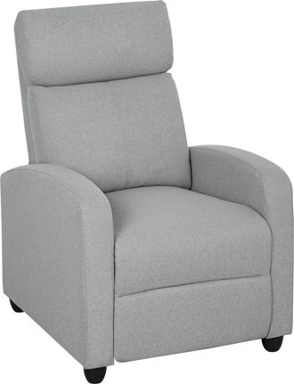 HOMCOM Relaxsessel Fernsehsessel mit Liegefunktion, Leinenoptik, Gepolstert TV-Sessel mit Fußstütze, für Wohnzimmer, Schlafzimmer, Hellgrau