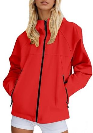 Generic Vestes coupe-vent l&eacute;g&egrave;res pour femmes, manteau de pluie respirant pour la randonn&eacute;e, le printemps, lautomne, les voyages 2026, Rouge, 5XL