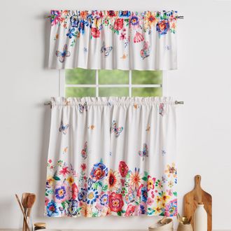 Maison d'Hermine Maison dHermine K&uuml;chenvorh&auml;nge-Set f&uuml;r Fenster, 100 % Baumwolle, Set mit K&uuml;chengardinen, Volants f&uuml;r Caf&eacute;, Zuhause, 2 Etagen (71,1 x 91,4 cm) und 1 Vo
