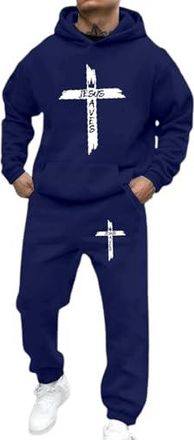 Generic Surv&ecirc;tement pour homme - Ensemble complet imprim&eacute; &agrave; manches longues - Sweat &agrave; capuche - Ensemble de jogging moderne - Mode sportive - Haut et pantalon