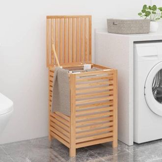 vidaXL Panier &agrave; linge 45x45x65 cm Bois massif de noyer