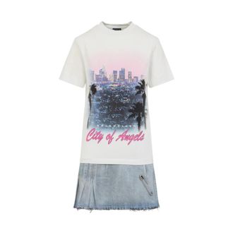 Balenciaga City of Angels Graphic T-Shirt Kleid mit Jeansrock - - Dresses - Damen - Mehrfarbig - XS