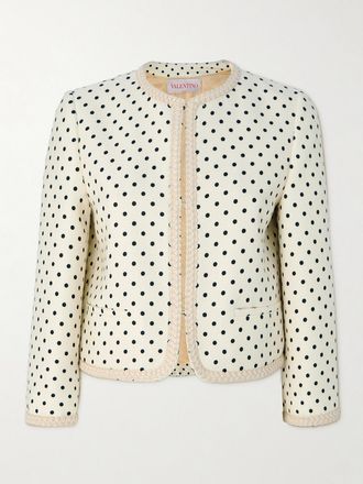 Valentino Garavani Jacke Aus Gepunktetem Webstoff Mit Stickereien - Creme