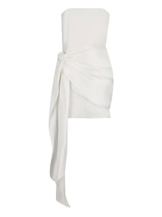 DAVID KOMA robe-bustier courte &agrave; taille nou&eacute;e - Blanc