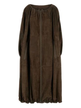 Ferragamo manteau à ourlet froncé - Marron