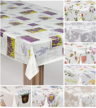 Laro Wachstuch-Tischdecke Wachstischdecke Gartentischdecke, Muster:Lavendel Lila Grün, Größe:100x100
