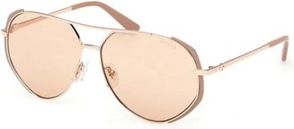 Guess Femme, Accessoires, Beige, Taille: 59 MM Lunettes de soleil Aviateur