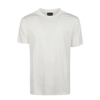 Emporio Armani Homme, Tops, Blanc, Taille: S T-shirt basique en m&eacute;lange de soie